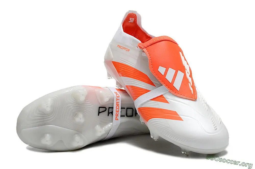 Beige, White, Red FG Football Boots with Foldover Tongue - Elite ...